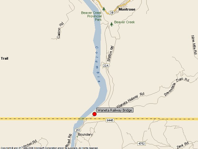 HistoricBridges.org - Waneta Railway Bridge Map