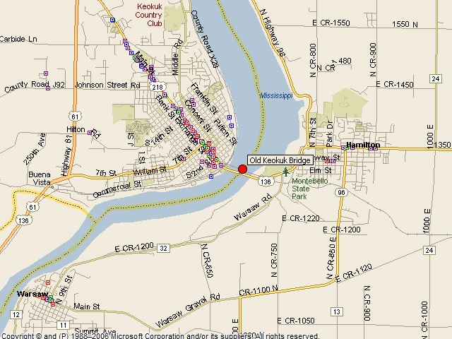 HistoricBridges.org - Keokuk-Hamilton Bridge Map