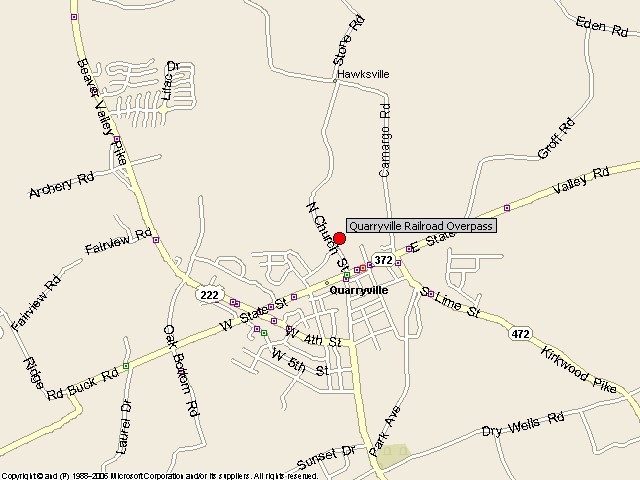 HistoricBridges.org - Quarryville Railroad Overpass Map
