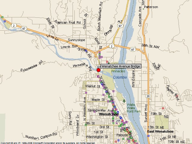 HistoricBridges.org - Wenatchee Avenue Bridge Map